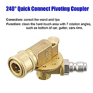 M MINGLE Pressure Washer Accessories Kit, 7 Power Washer Nozzle Tips, Quick Connecting Pivoting Coupler, 1/4 inch, 4500 PSI, 8-Pack