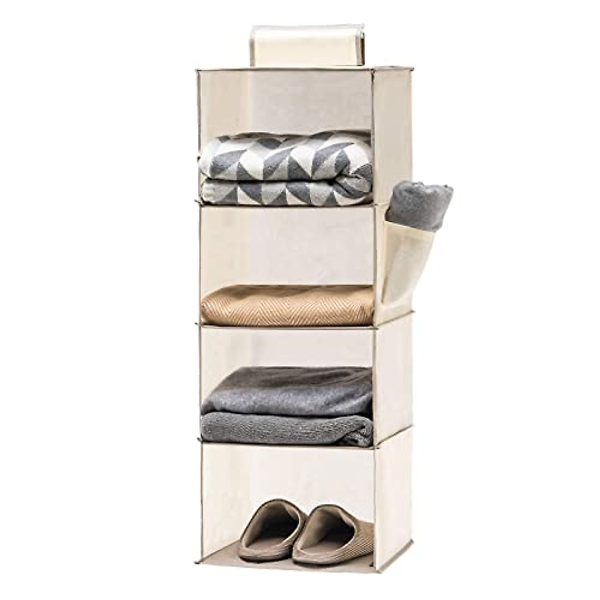 YOUDENOVA 4-Shelf Hanging Closet Organizer & Two 3-Shelf Separable Closet Hanging Shelves