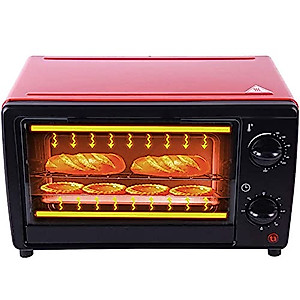 Multi Function Electric Oven,Household 12L Air Fryer Mini Chicken Oven, High Temperature Baking Mini Cake Oven With Bakeware And Rack Red Useful (Red) Happy Life