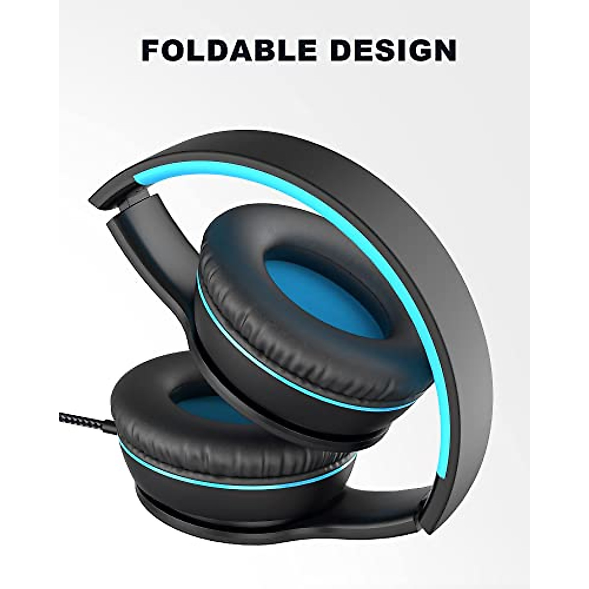 ELECDER i45 On-Ear Headphones with Microphone - Foldable Stereo Bass Headphones with No-Tangle 1.5M Cord, 3.5MM Jack, Portable Wired Headphones for School/Kids/Teens/Smartphones/Travel/Tablet - Black
