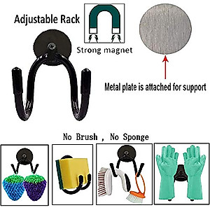 Pmsanzay Magnetic Sponge Holder, Adjustable Kitchen Sink Caddy Organizer Dish Cloth Storage Hook for Kitchen Accessories - No Drilling