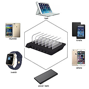 USB Charging Station Dock - 7-Port - Fast Charge Docking Station for Multiple Devices - Multi Device Charger Organizer - Compatible with Apple iPad iPhone and Android Cell Phone and Tablet