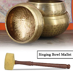 5 Colors Handmade Singing Bowl Mallet Singing Bowl Striker Singing Bowl Stick Felted Hard Wood Striker for Tibetan Buddhism Singing Bowl Used for friction and percussion of singing bowl (Yellow)