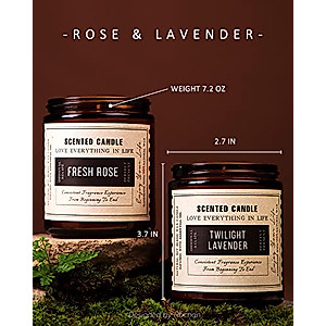 Candles, Sandalwood Rose Candle and Lavender Candle, Long Lasting Soy Scented Candles Set Gifts for Women, Birthday Gift, Christmas Gfits
