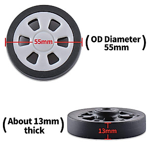 Rhinenet Replacement Luggage Suitcase Wheels OD 55mm Repair Kit Parts Axles Rubber Metal Swivel Caster Trolley Wheels Bearings Tools Wear-Resistant Mute Flexible Set of (4) Wheels 55mm x 12mm x 6mm