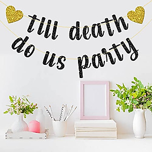 Belrew Till Death Do Us Party Banner, Engagement Party Decor, Bridal Shower Party Decoration Supplies, Glittery Black