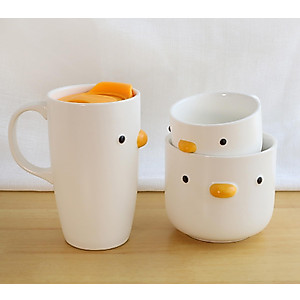 PURROOM Duck Coffee Mug with Lid, Travel Cup with Handle & Sealed Lid. 20 oz Cute Chick Tall Cup, Safety Ceramic. Best Gifts For Coffee Lover.