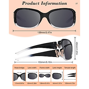 LVIOE Polarized Sunglasses for Women, Fashion Butterfly Decoration Driving Fishing-99.99% UV Protection