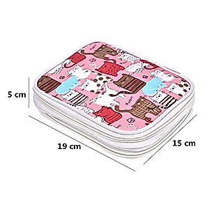 Katech Crochet Hooks Case Empty Zipper Bags Portable Travel Crochet Storage Bag Organizer with Web Pocket and Crochet Holder Slots for Carrying Various Crochets Needles (Pink)