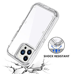 WOLLONY for iPhone 14 Pro Max Clear Case for Men Women 3 in 1 Hybrid Hard Bumper Soft OutLayer Protective Cover Shockproof Anti-Fall Heavy Duty Protection Transparent Cover for iPhone 14 Pro Max 6.7