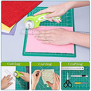 Rotary Cutter Set, Audab Self Healing Sewing Mats Rotary Cutter and Mat 45mm Rotary Fabric Cutter Set with 2 Blades Rotary Cutting Mat for Crafts Fabric Quilting Hobby (9" x 12" (A4))