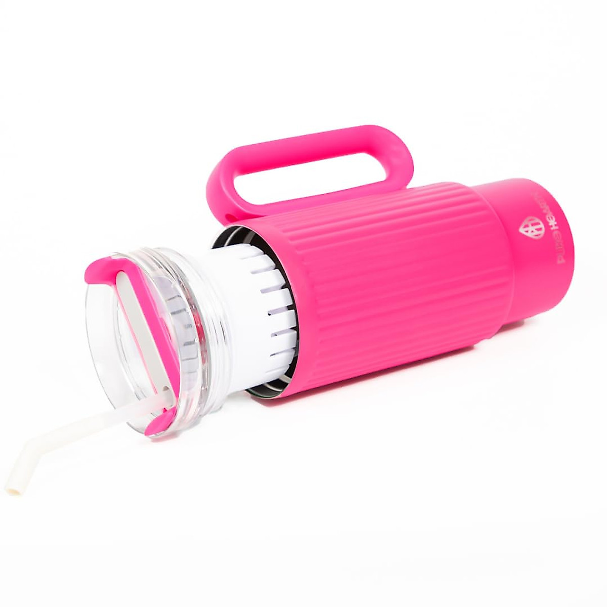 PURE HEARTH EcoFuse Tumbler with Handle and Straw 40 oz | Twist on 3 Way Lid | Double Wall Vacuum Insulated Stainless Steel Cup for Travel | Infusion Filter | Keep Hot and Cold | BPA Free