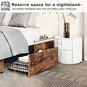 ANCTOR King Bed Frame with 4 Drawers, King Platform Bed Frame with Storage, Double-Reinforced Support/No Box Spring Needed//Easy Assembly
