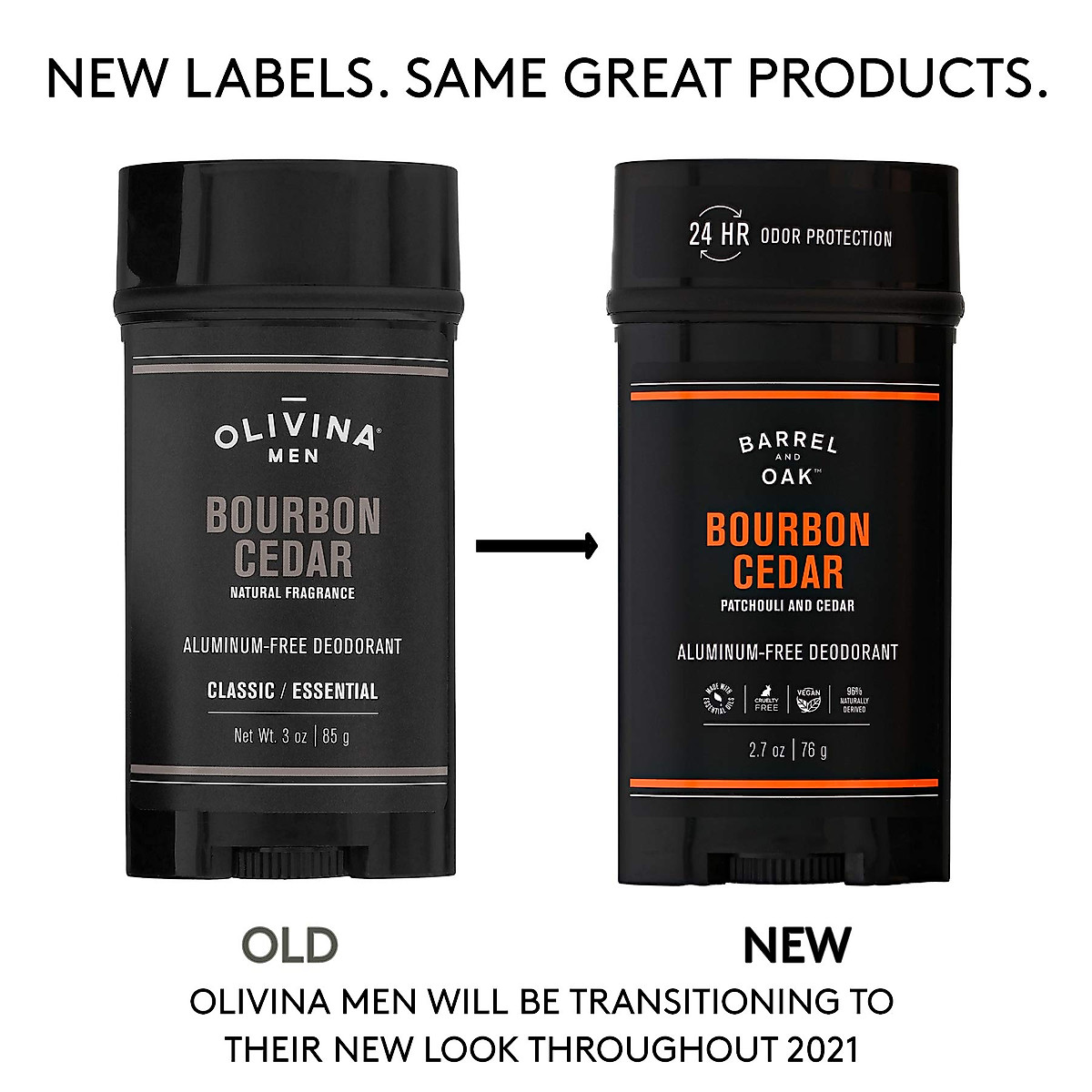 Barrel and Oak - Aluminum-Free Deodorant, Deodorant for Men, Essential Oil-Based Scent, 24-Hour Odor Protection, Cedarwood & Bourbon Aroma, Gentle on Sensitive Skin, Vegan (Bourbon Cedar, 2.7 oz)