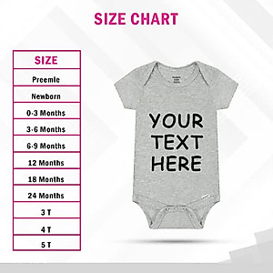 Personalized Unisex Baby Bodysuit - Custom Bodysuit with Name and Other Text on Front - Short Sleeve Personalized Baby Romper - Gray - 0-3 Months