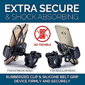 Bike & Motorcycle Phone Mount - for iPhone 14 Pro (13, 12, SE, Plus/Max), Galaxy s22 or Any Cell Phone - Universal Handlebar Holder for ATV, Bicycle & Motorbike. +100 to Safeness & Comfort