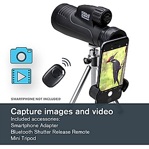 Popular Science by Celestron Outland X 12x50mm Monocular with Tripod, Smartphone Adapter, and Bluetooth remote