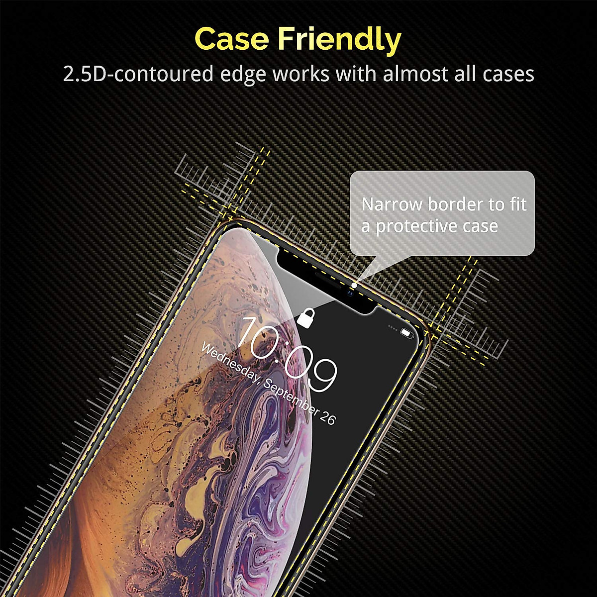 UNBREAKcable 3-Pack Screen Protector for iPhone X/iPhone XS/iPhone 11 Pro 5.8", 9H Premium Tempered Glass Screen Protector for iPhone X/iPhone XS/iPhone 11 Pro [Easy Install, No Bubble, Anti-Scratch]