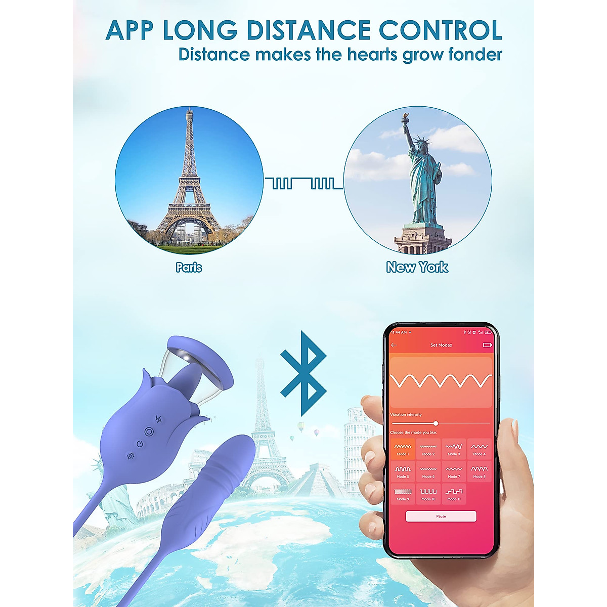 Rose Sex Toy Vibrator Dildo for Women - OHTop APP Remote Rose Adult Toys with 8 Thrusting 10 Tongue Vibrating Stimulator for Womens Couples - 5in1 Heated Sex Toys for Clit, G Spot and Nipples Pleasure