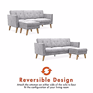 CosmoLiving by Cosmopolitan Gloria Upholstered Sofa, Light Gray