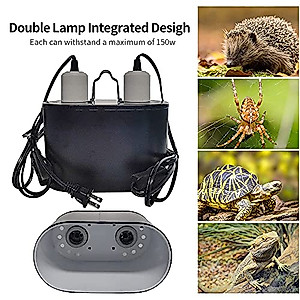Abustle pig Dual Reptile Light Fixture,Dual Deep Heat Lamps UVB Light Fixture for Reptiles Dome Heat Lighting Lamp Combo kit for Bearded Dragon,lguana,Snake,Turtle Tank,E27