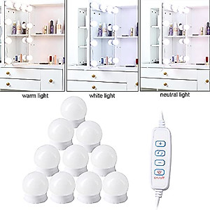 saicheng White Dressing Table Set,Modern Makeup Dressing Table with Large Lighted Mirror 10 Bulbs and 4 Storage Drawers,Dresser Desk with Cushioned Stool for Bedroom