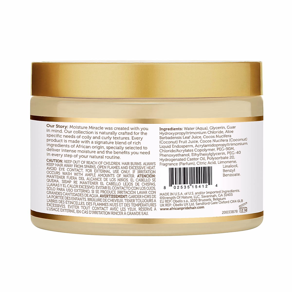 African Pride Moisture Miracle Aloe & Coconut Water Pre-Shampoo - Helps Minimize Hair Breakage for Natural Coils & Curls, Detangles & Conditions, 12 oz