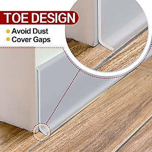 ToLanbbt 26.3 FT Baseboard Trim Molding Wall Base Cove Flexible Vinyl Self-Adhesive Base Trim, 4 in Peel and Stick Avoid Dust Rubber Baseboard Trim for Bedroom Garage Office School Cover Walls, Gray