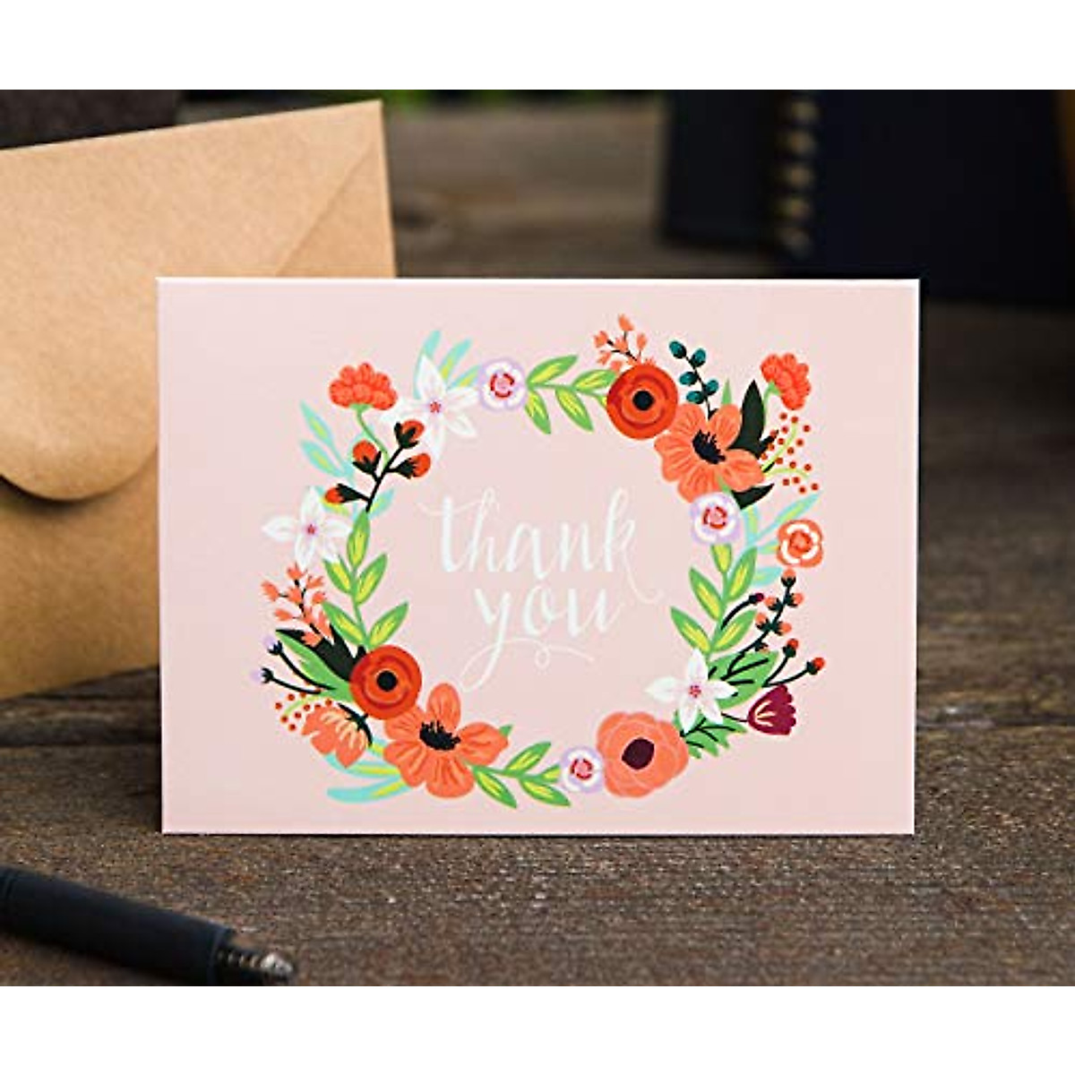 Sweetzer & Orange Floral Thank You Cards Bulk Box Set of 48 Blank Cards with Envelopes - Baby Shower Note Cards, Wedding Thank You Cards or Bridal Shower Thankyou Card - 4.25 x 5.75
