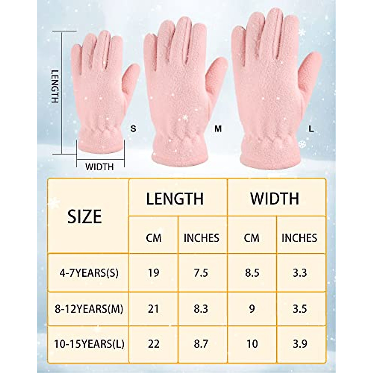 2 Pairs Kids Fleece Gloves Polar Full Finger Winter Warm Gloves Cold Weather Mittens for Boy Girl (Light Pink, Beige, Small, 4-7 Years)