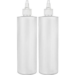 BRIGHTFROM Condiment Squeeze Bottles, 12 OZ Empty Squirt Bottle with Twist Top Cap, Leak Proof - Great for Ketchup, Mustard, Syrup, Sauces, Dressing, Oil, Arts and Crafts, BPA FREE Plastic - 2 PACK