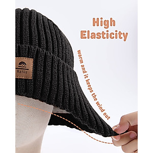 Baby Beanie Fleece Lined Toddler Winter Hat with Ear Flaps Little Girls Boys Warm Hats Cute Beanies for Kids Black