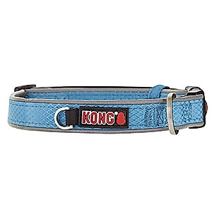 KONG Reflective Premium Neoprene Padded Dog Collar Offered by Barker Brands Inc. (Medium, Blue)
