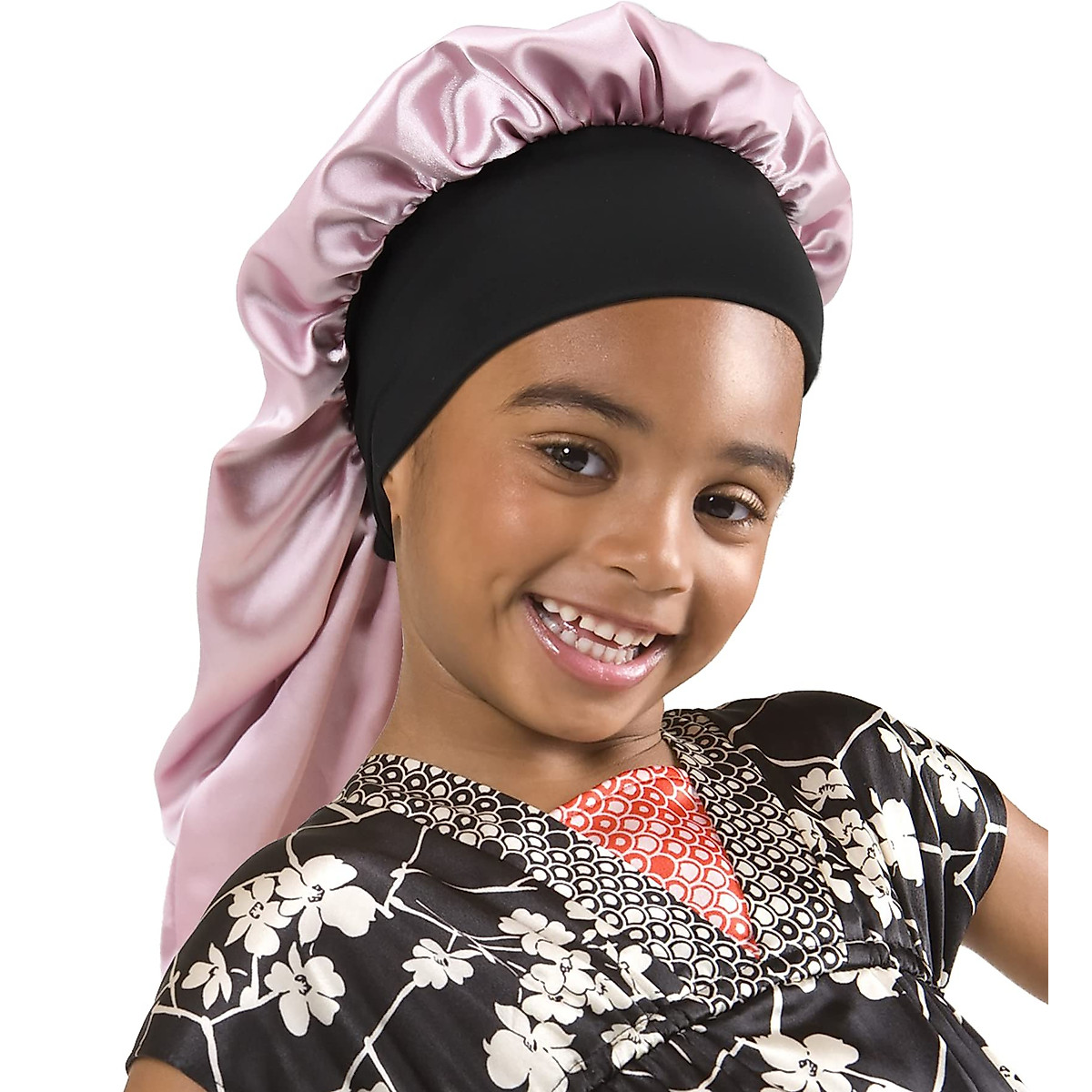SENGTERM Kids Long Satin Bonnet Girls Sleeping Cap Braids Bonnet for Long Curly Hair