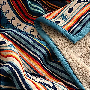 UKELER Flannel Sherpa Throw 60'' x 50''- Bohemian Soft Plush Flannel Blanket Throws for Bed/Couch/Sofa/Office/Camping