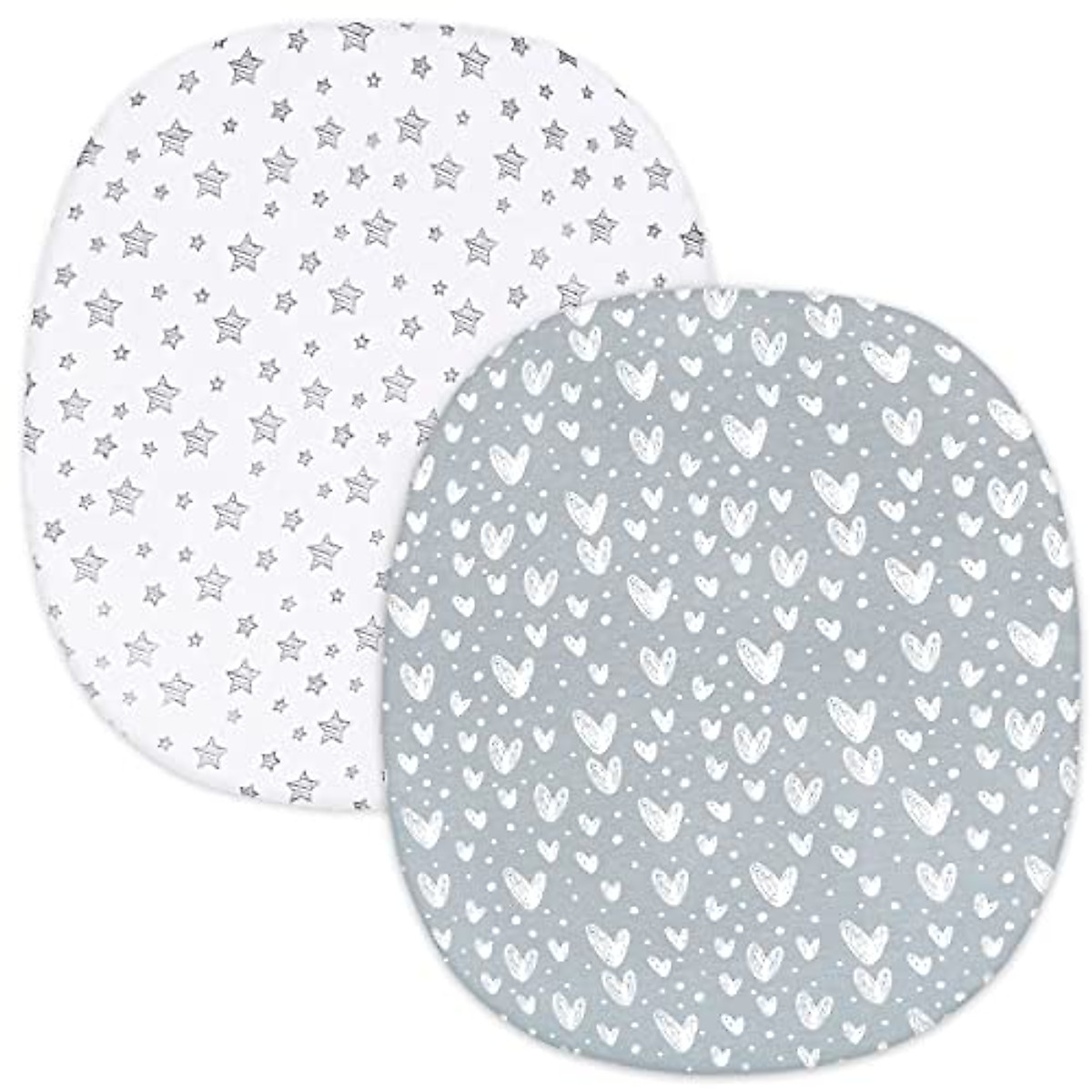 Changing Pad Liner 5 Count, Waterproof Larger Changing Pad Cover 28" X 15", Cotton Terry (Solid Improved Thickness) / Bassinet Fitted Sheets, 2 Pack, 100% Jersey Knit Cotton, Grey