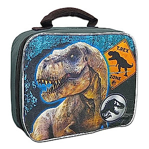 Jurassic Lunch Box for Boys Kids - Bundle with Dinosaur Lunch Bag with Stickers, More | Jurassic World Lunch Box