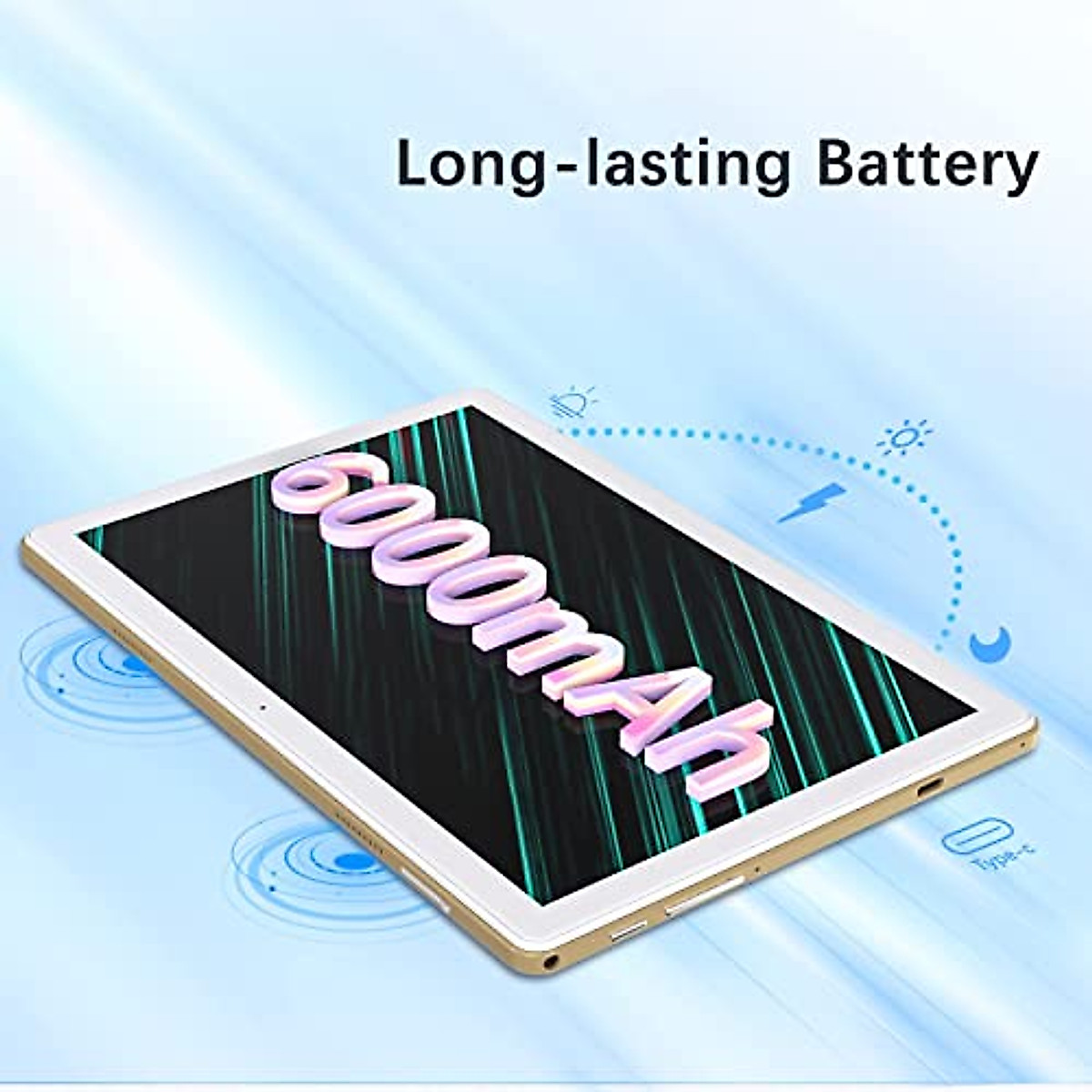 YUMKEM Tablet 10.1 inch, 4GB RAM 64GB Storage, Android 11 Go 10 inch Android Tablets, 1280 X 800 IPS HD Display, Large Battery, Dual Camera, WiFi Only, Gold