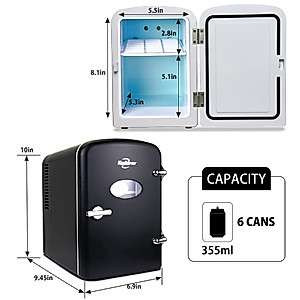 RCA Yellow Mini Fridge (0.3 Cubic Feet) and Koolatron Black Retro Mini Portable Fridge (4L)