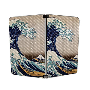 MightySkins Carbon Fiber Skin for Microsoft Surface Duo - Great Wave of Kanagawa | Protective, Durable Textured Carbon Fiber Finish | Easy to Apply | Made in The USA