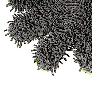 X AUTOHAUX Green Gray Car Wash Mitt Microfiber Five Finger Glove Double Sided Dirt Washing Tool
