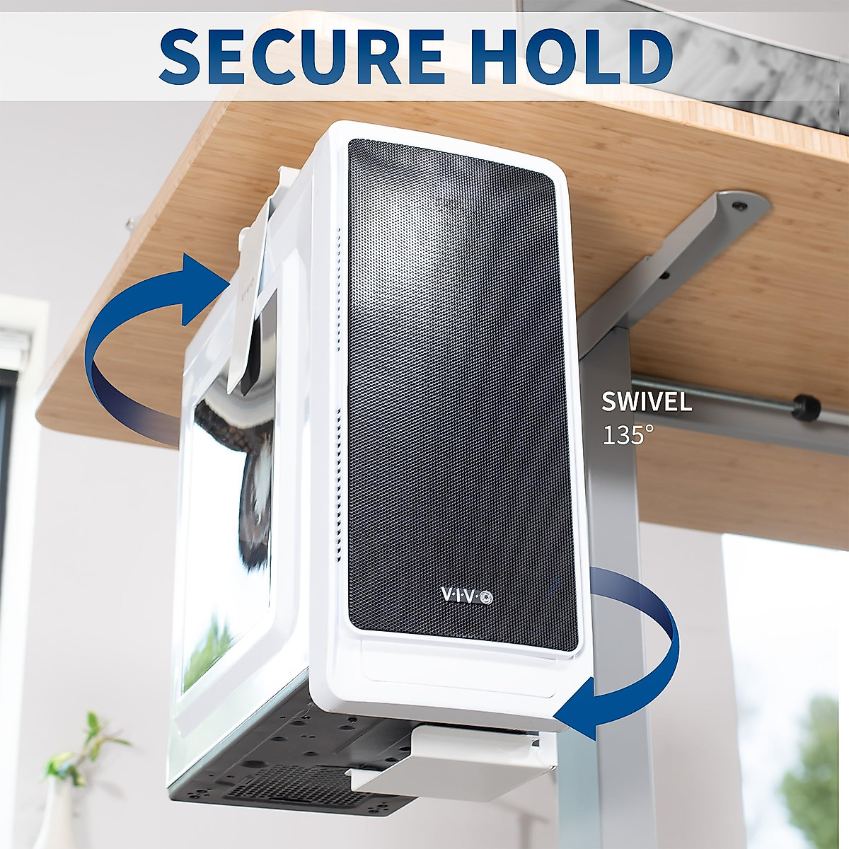VIVO Adjustable Under Desk and Wall Mount for PC 3.5 - 7.8 inches Wide, Computer Case CPU Holder with Swivel and Secure Locking, White, MOUNT-PC01W