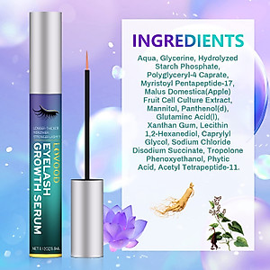 LOVOOD Premium Eyelash Growth Serum Booster, Lash & Eyebrow Enhancer Serum with Biotin & Natural Growth Peptides, Promotes Long Thick Lashes and Brows Irritation Free