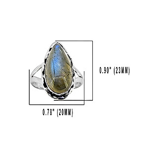 YoTreasure Labradorite Solid 925 Sterling Silver Split Shank Ring Jewelry