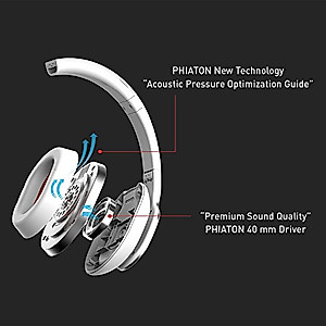 Phiaton Bluetooth Wireless BT 460 Qualcomm Touch Interface, Premium Headphones with Mic, Smart Play and Pause, White