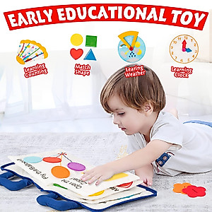 UNIH Quiet Book for Toddlers,Soft Activity Book Toddler Travel Toys Educational Montessori Busy Book for 1 2 3 Year Old Toddlers Boy Girl