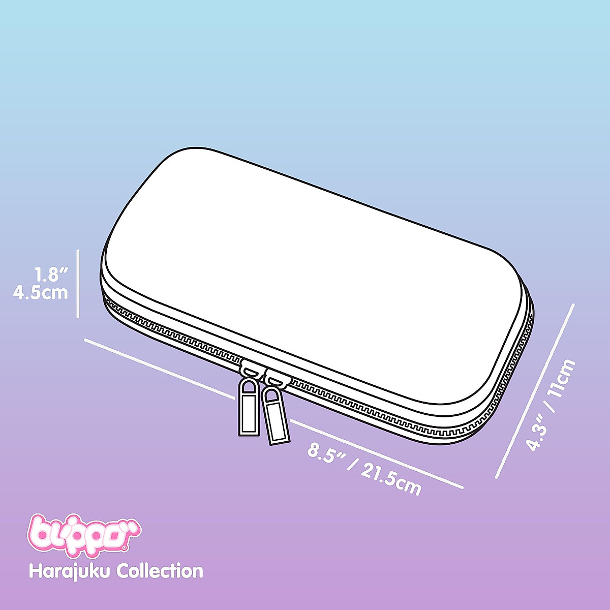 Blippo® Cute Pencil Case for Girls - Kawaii Pencil Case for Kids - Protective Hard Shell Pencil Box for Girls aged 7-10 - Small Pink Pencil Case Organizer with Rainbow Design