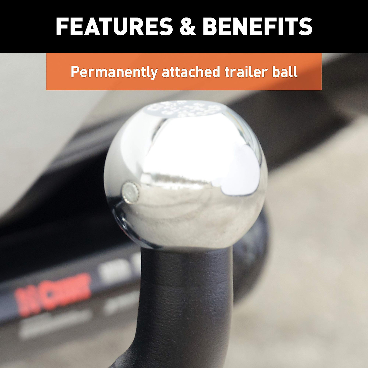 CURT 45572 Euro Trailer Hitch Mount with 2-Inch Ball, Fits 1-1/4-Inch Receiver, 3,500 lbs, 4-5/8-Inch Height, CARBIDE BLACK POWDER COAT