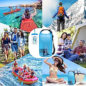 BACK KTCL Waterproof Dry Bag for Women Men,10L/15L Roll Top Lightweight Dry Storage Bag Backpack,Floating Sack with Waterproof Phone Case, Kayaking,Swimming, Camping, Hiking, Beach (Blue, 15L)