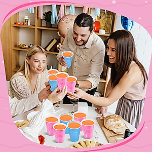 Norme 60 Pcs Gender Reveal Plastic Cups 16 oz Team Boy Team Girl Gender Reveal Cups Disposable PP Baby Shower Cups Blue Pink Plastic Cups Gender Reveal Party Supplies for Beverage Drink Tableware
